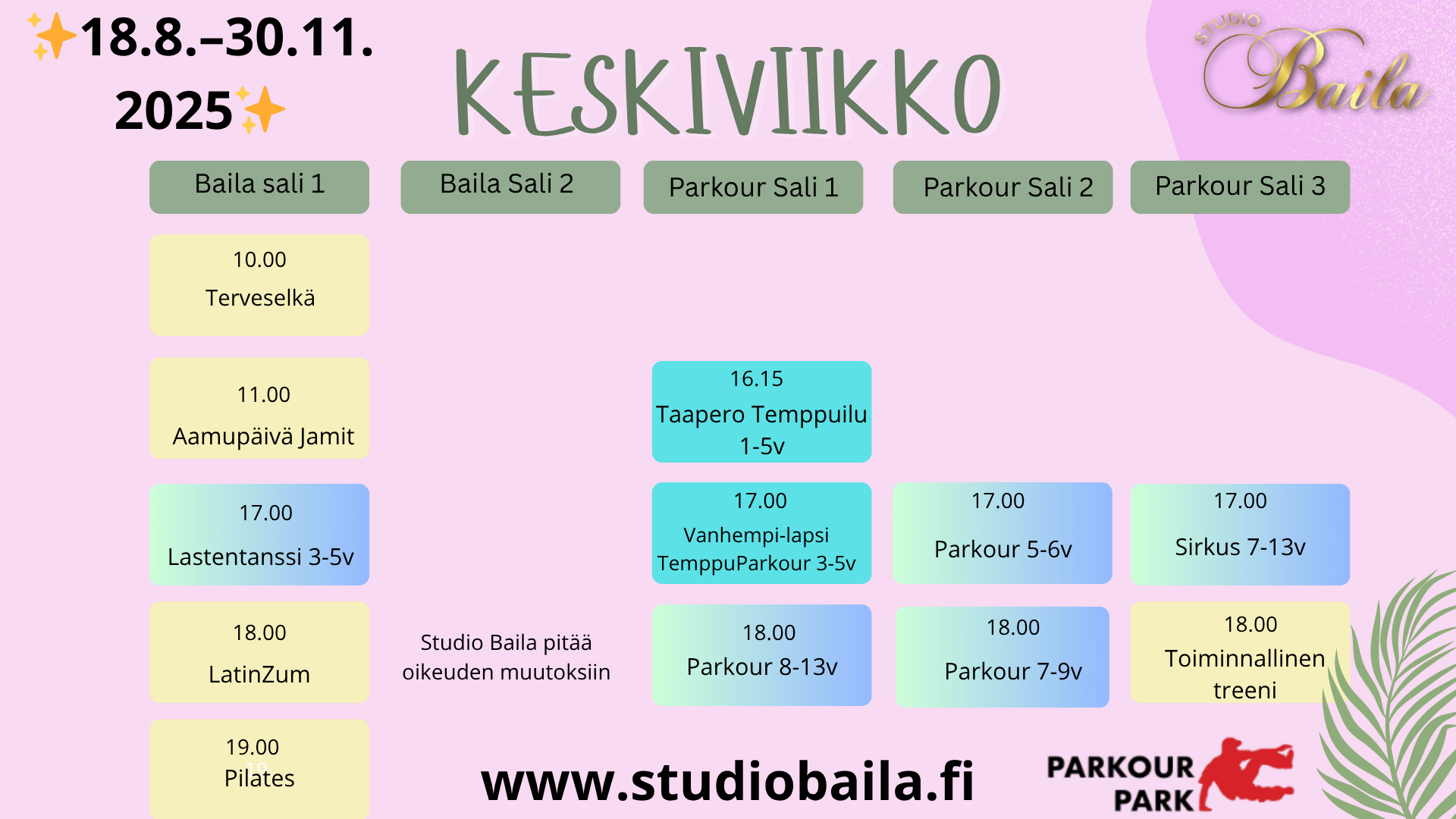 Lukujärjestykset :: Studio Baila
